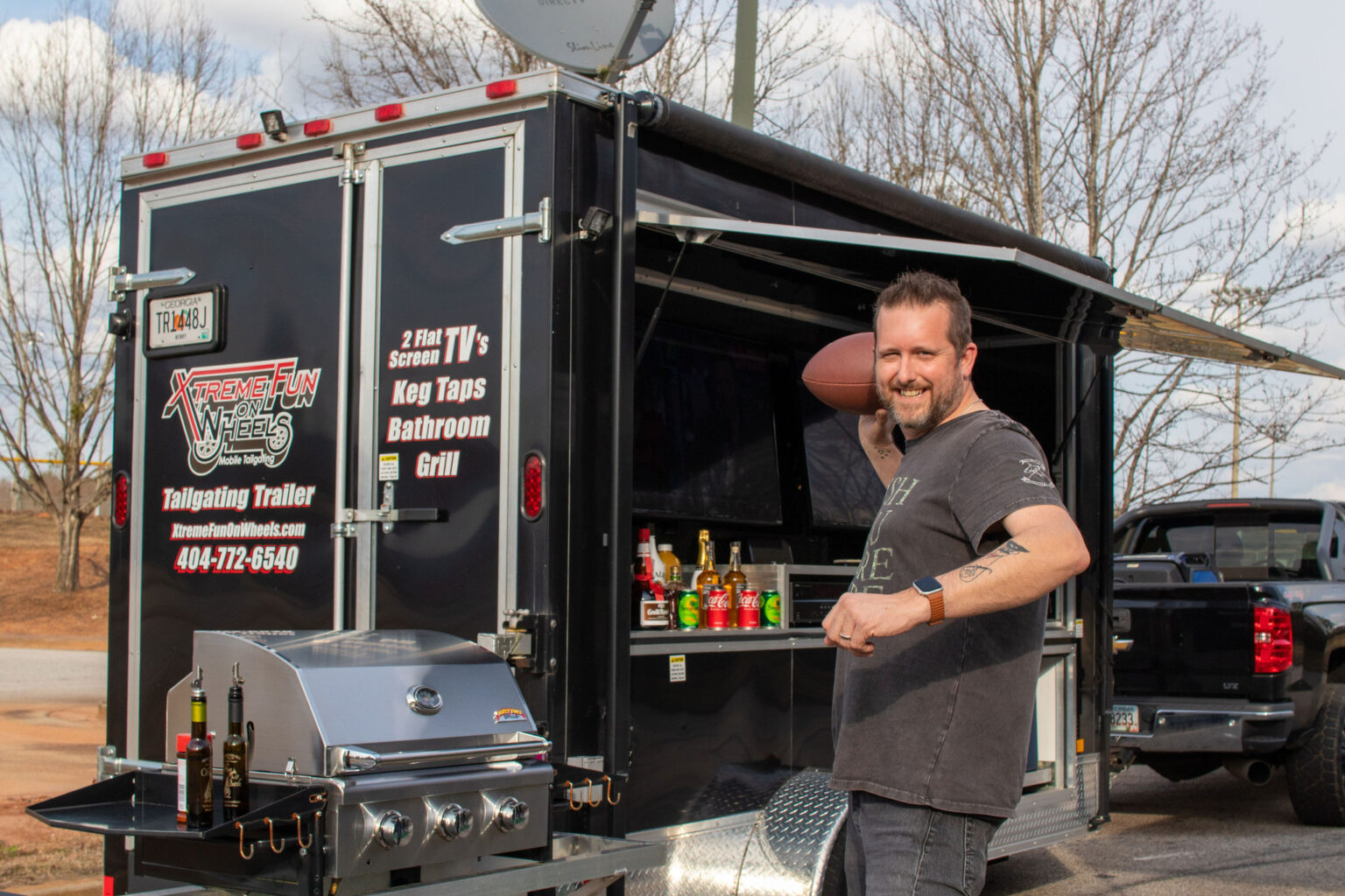 Atlanta game truck, laser tag, tailgate party, limo fun bus